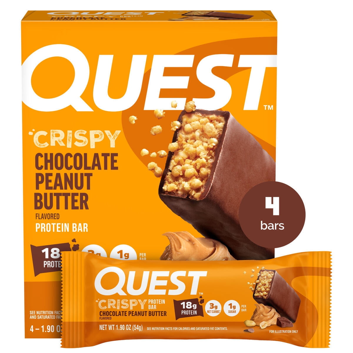 Quest Barra de Proteína Crujiente Mantequilla de Maní con Chocolate, 1 ...