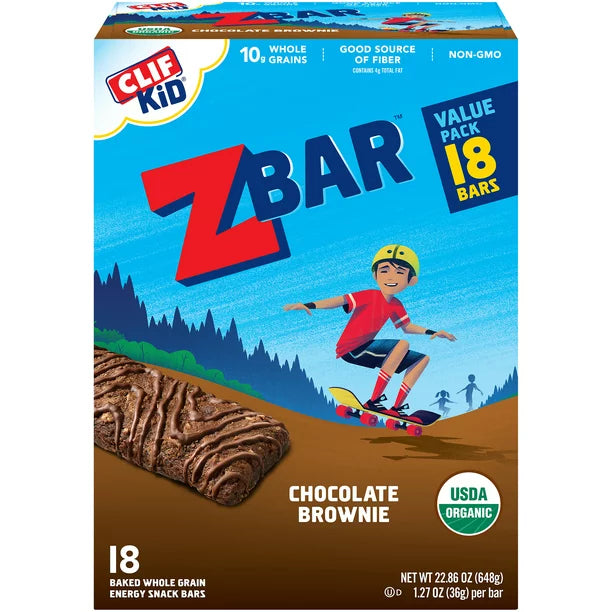CLIF Kid Zbar Organic Granola Bars, Kids Snacks, Chocolate Brownie, 18 ...